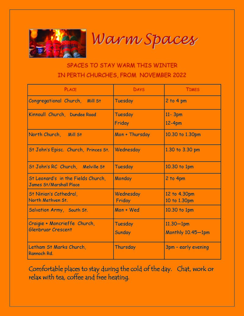 Warm Spaces in Perth | Perth Action of Churches Together